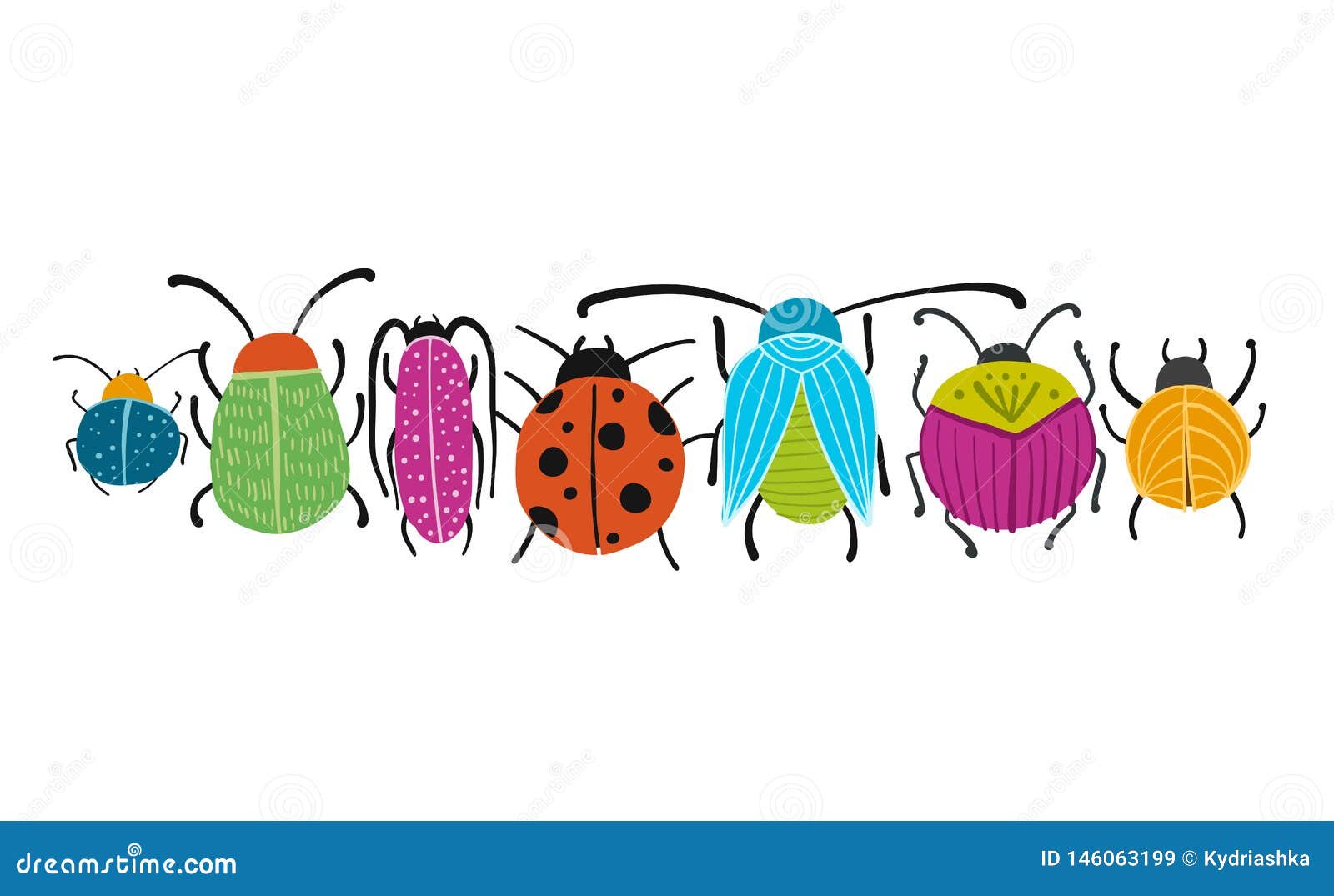 Funny Beetles Collection For Your Design Vector Illustration ...