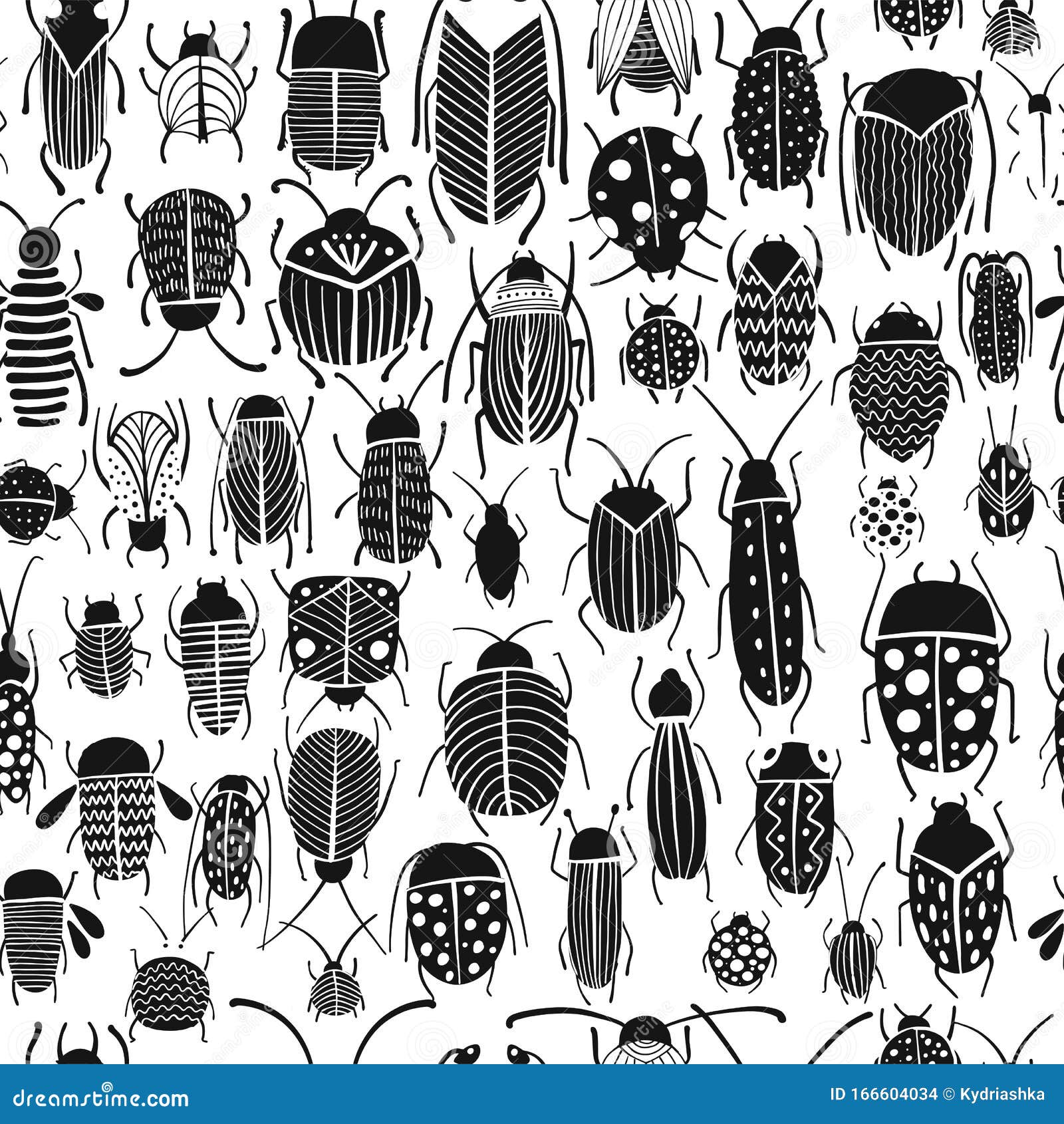 Funny Beetles Collection, Seamless Pattern for Your Design Stock Vector ...