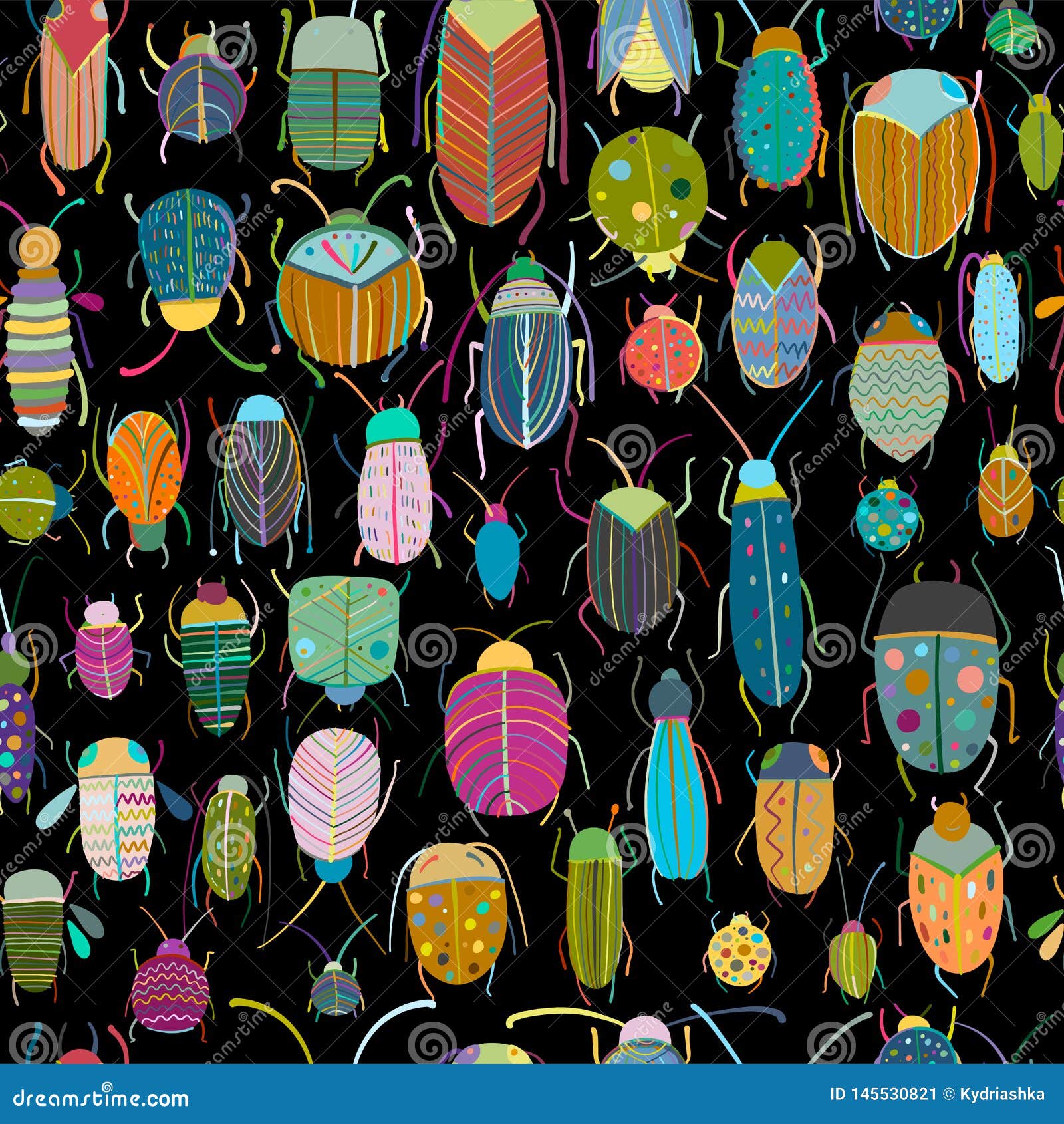 Funny Beetles Collection, Silhouette For Your Design Vector ...