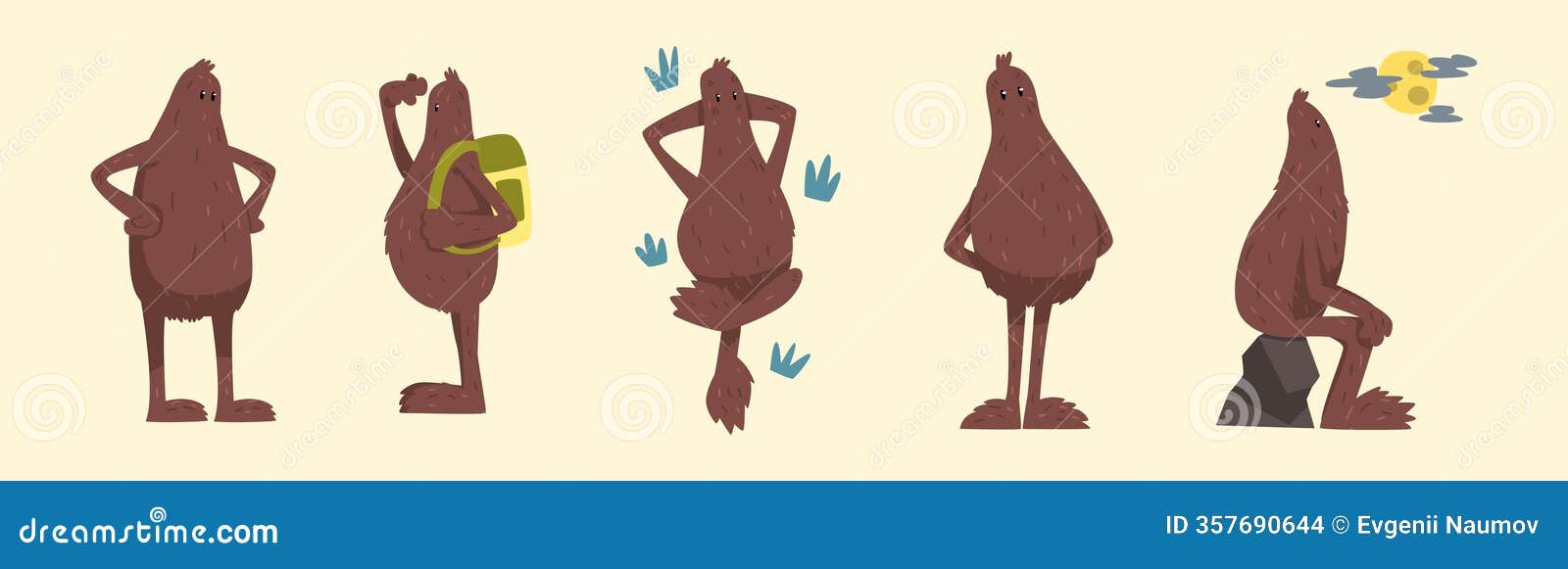 Funny Bigfoot Or Yeti Character With Huge Furry Body Engaged In ...