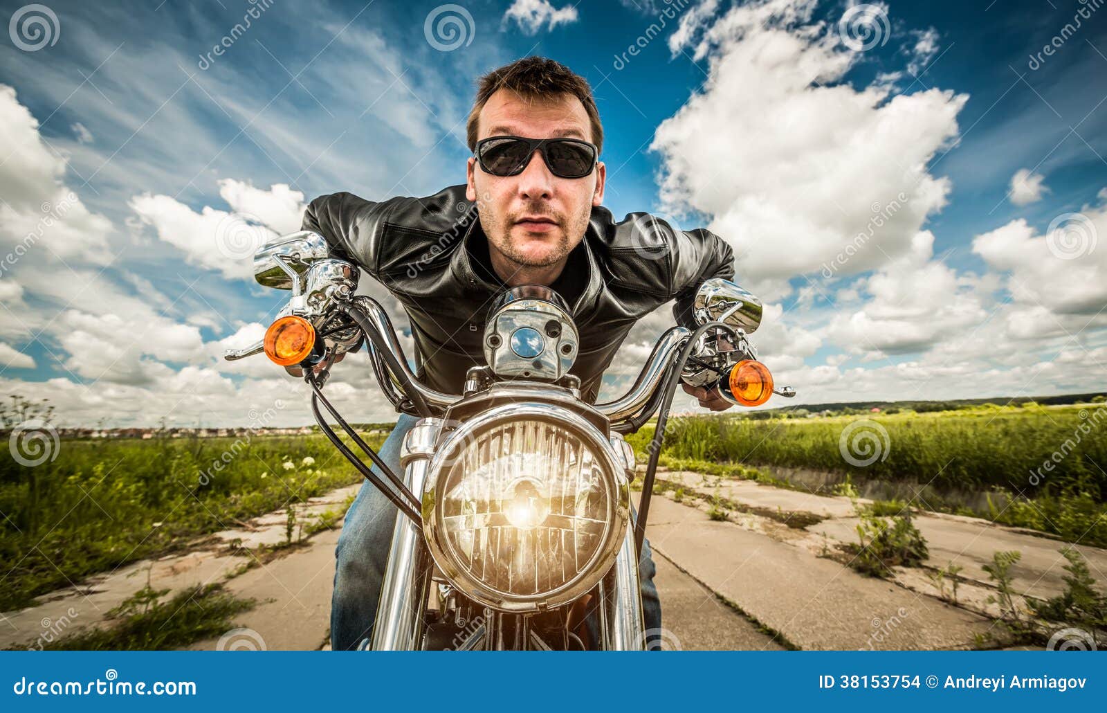 Funny Biker Racing on the Road Stock Photo - Image of brown ...