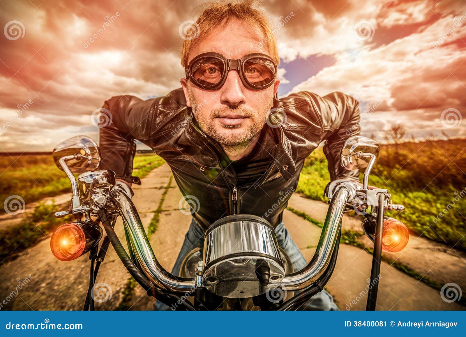 Funny Biker Racing on the Road Stock Image - Image of adult, outdoors ...