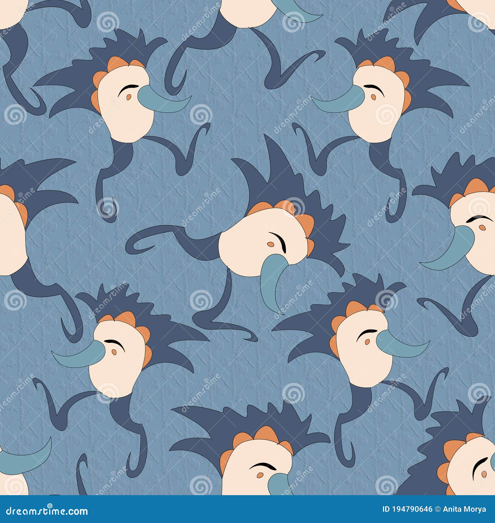 Funny Bird Beak Cartoon Seamless Pattern Stock Illustration ...