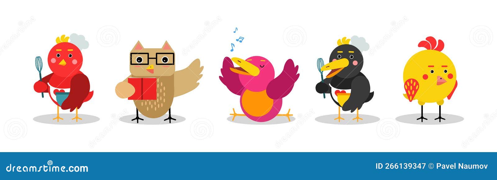 Funny Bird Characters with Wings and Beaks Vector Set Stock Vector ...