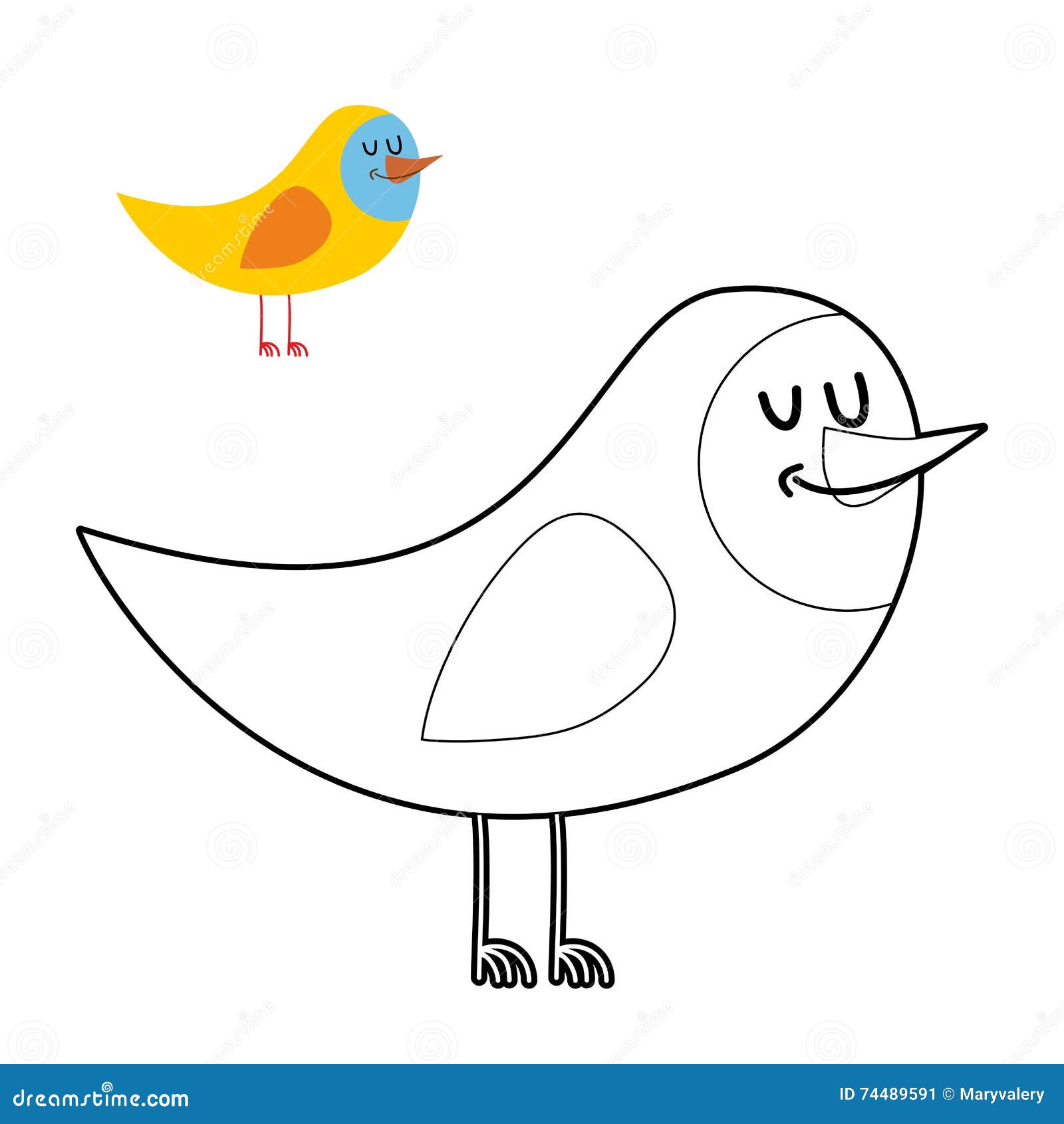 Funny Bird Coloring Book. Comical Fowl in Linear Style Stock Vector ...