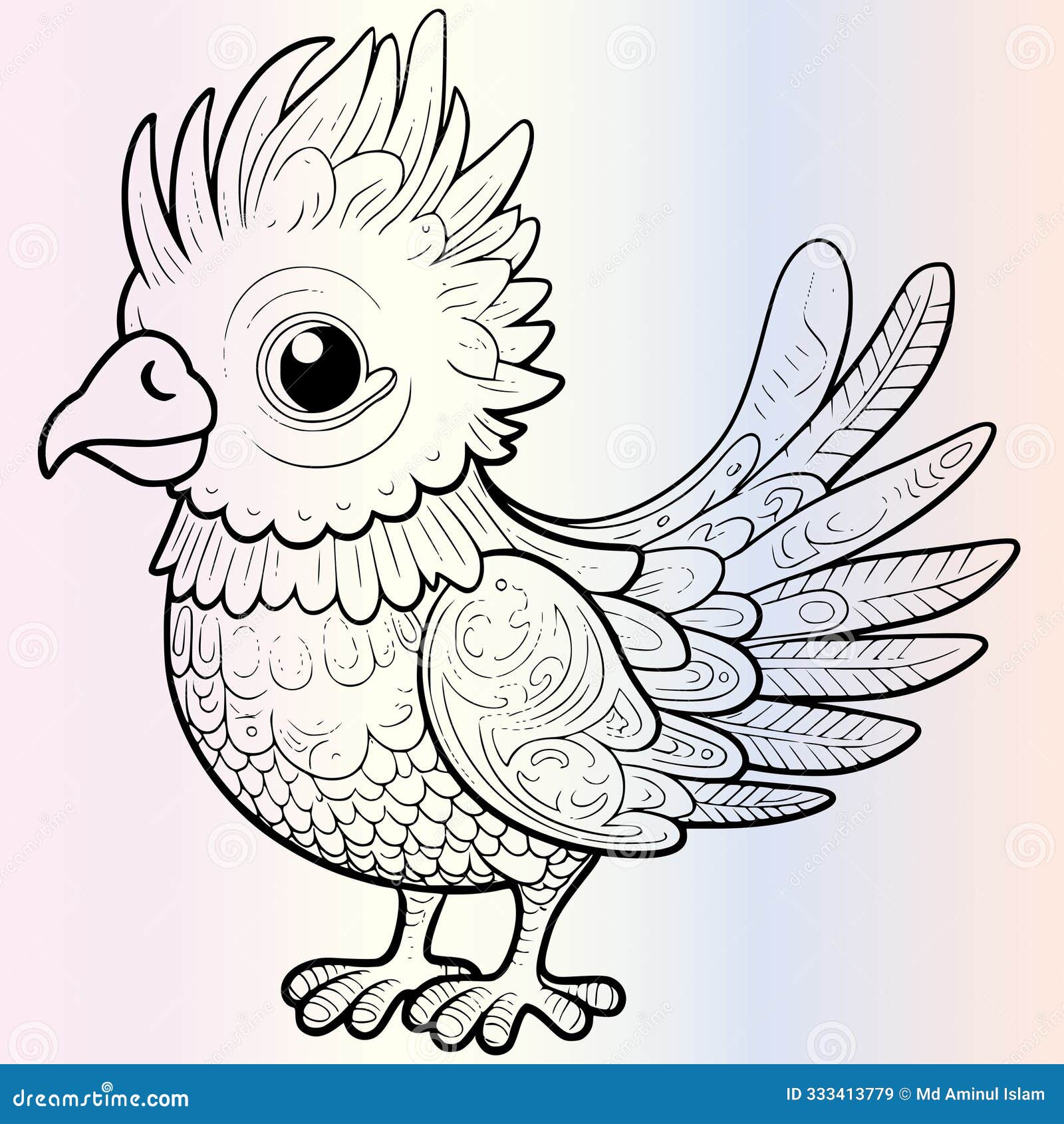 Funny Bird Coloring Page for Kids Stock Vector - Illustration of ...