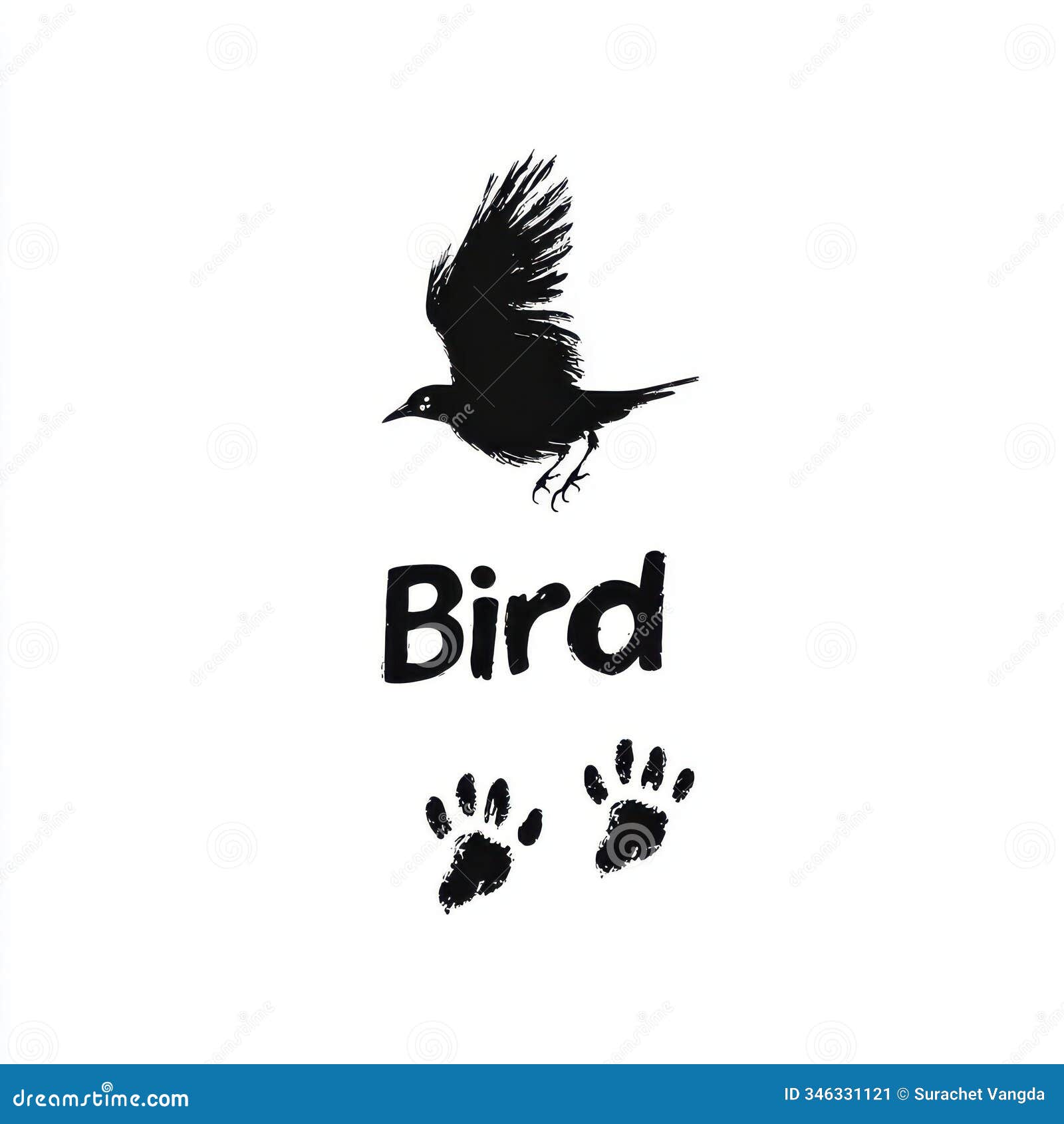Funny Bird Design in Cursive Font for Creative Projects Stock ...