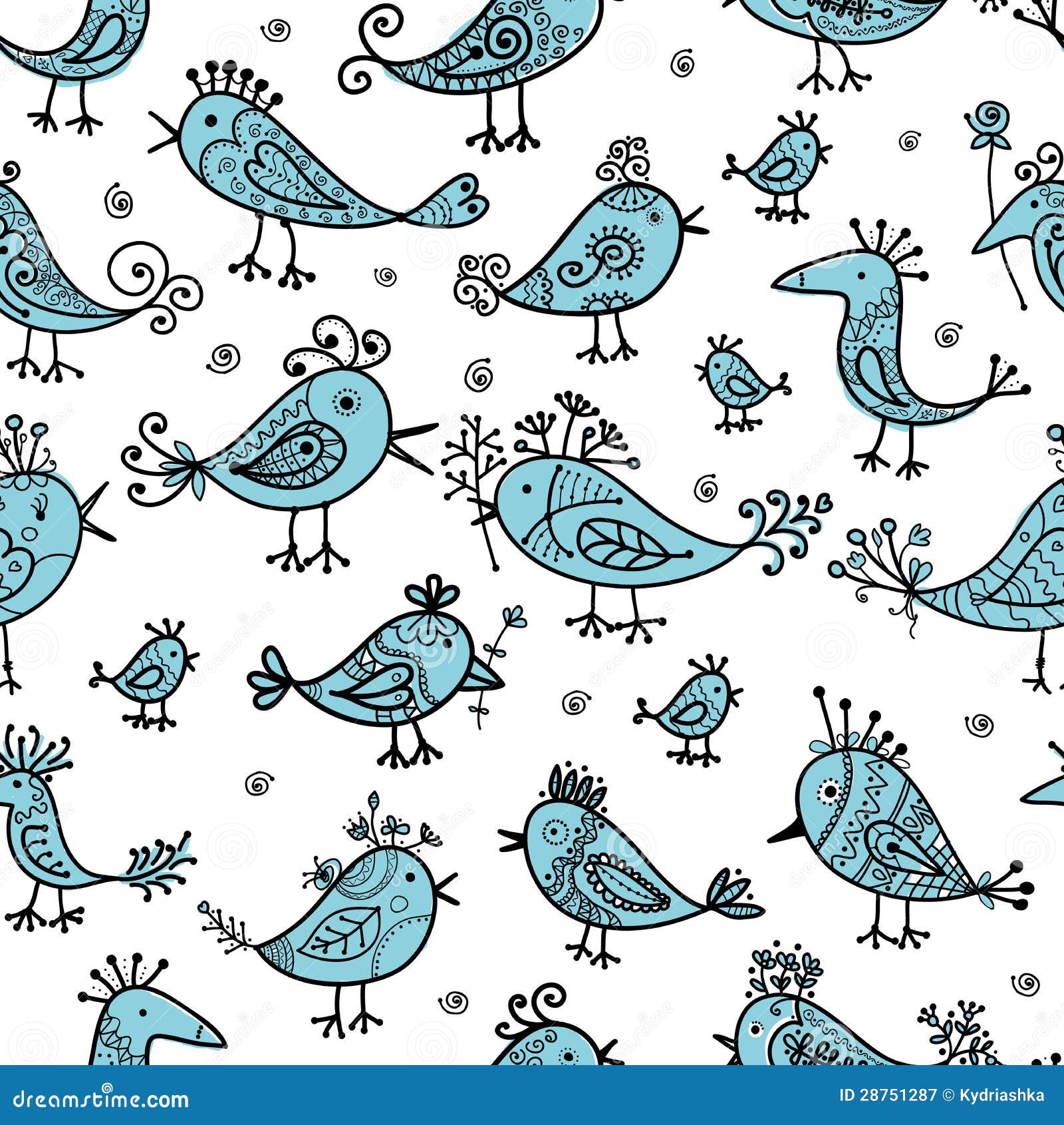 Funny Birds, Seamless Pattern for Your Design Stock Vector ...
