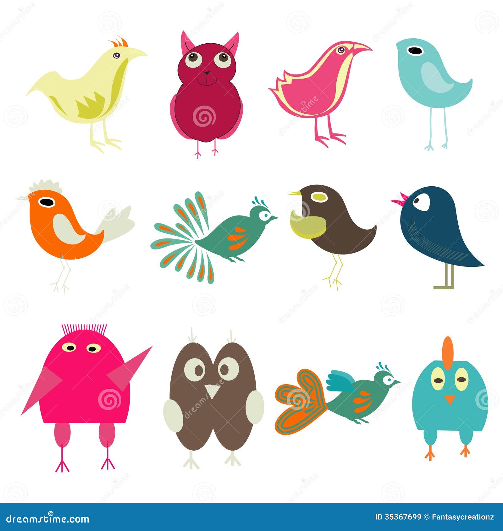 Funny birds stock vector. Illustration of colors, comic - 35367699