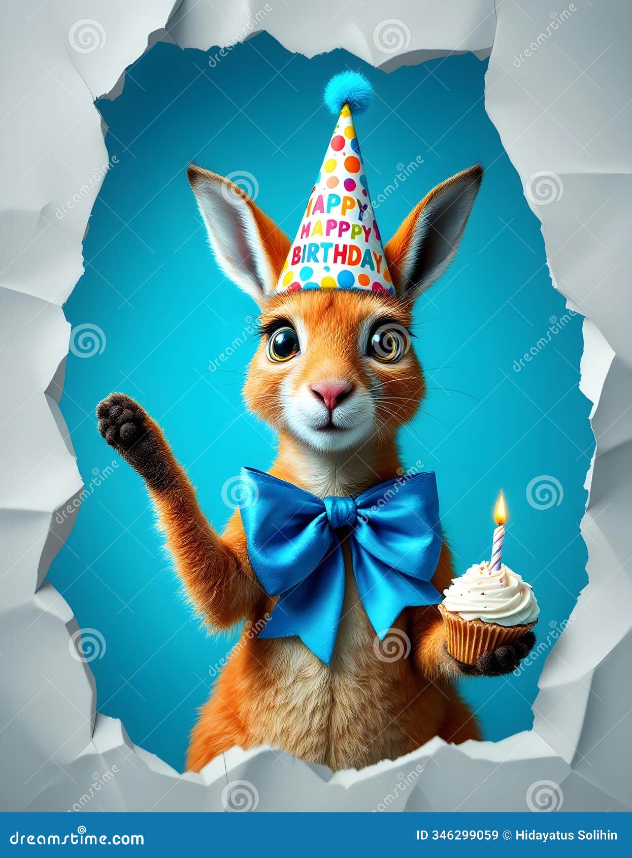 Funny Birthday Kangaroo Holding a Cup Cake Stock Illustration ...