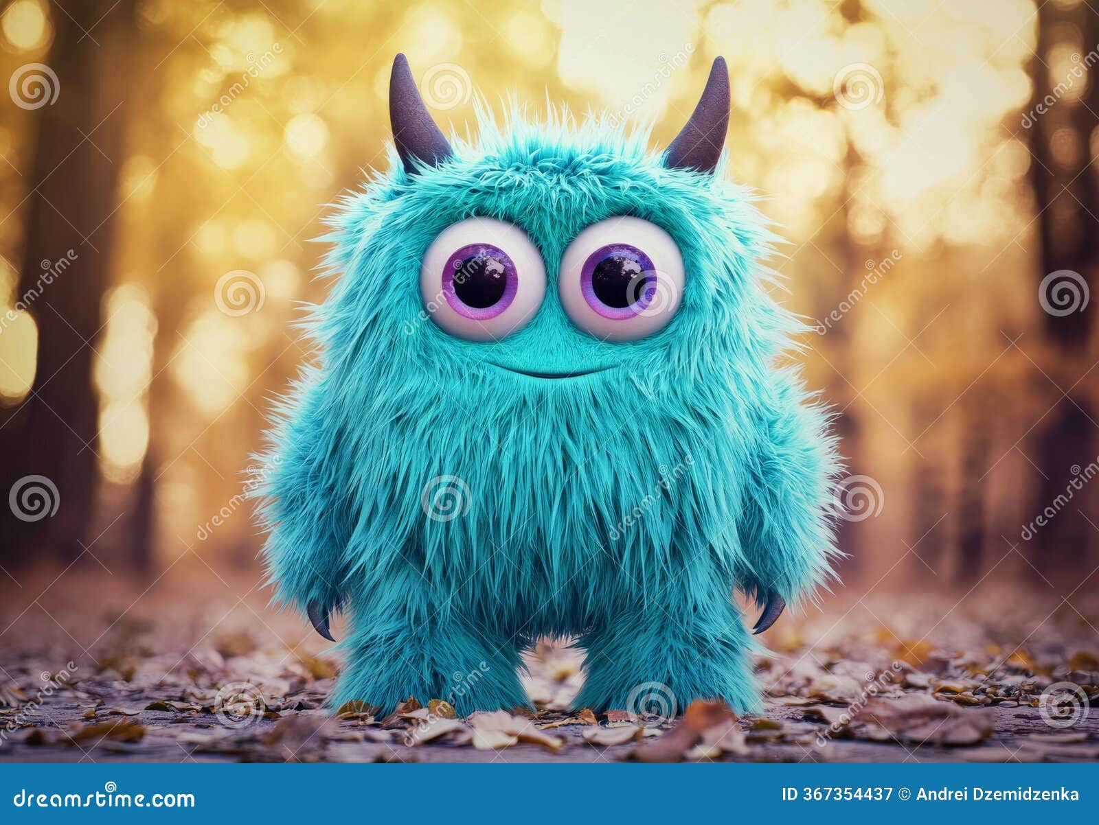 Evil Cool Cartoon Fat Flying Monster. Purple And Horned Vector Monster ...