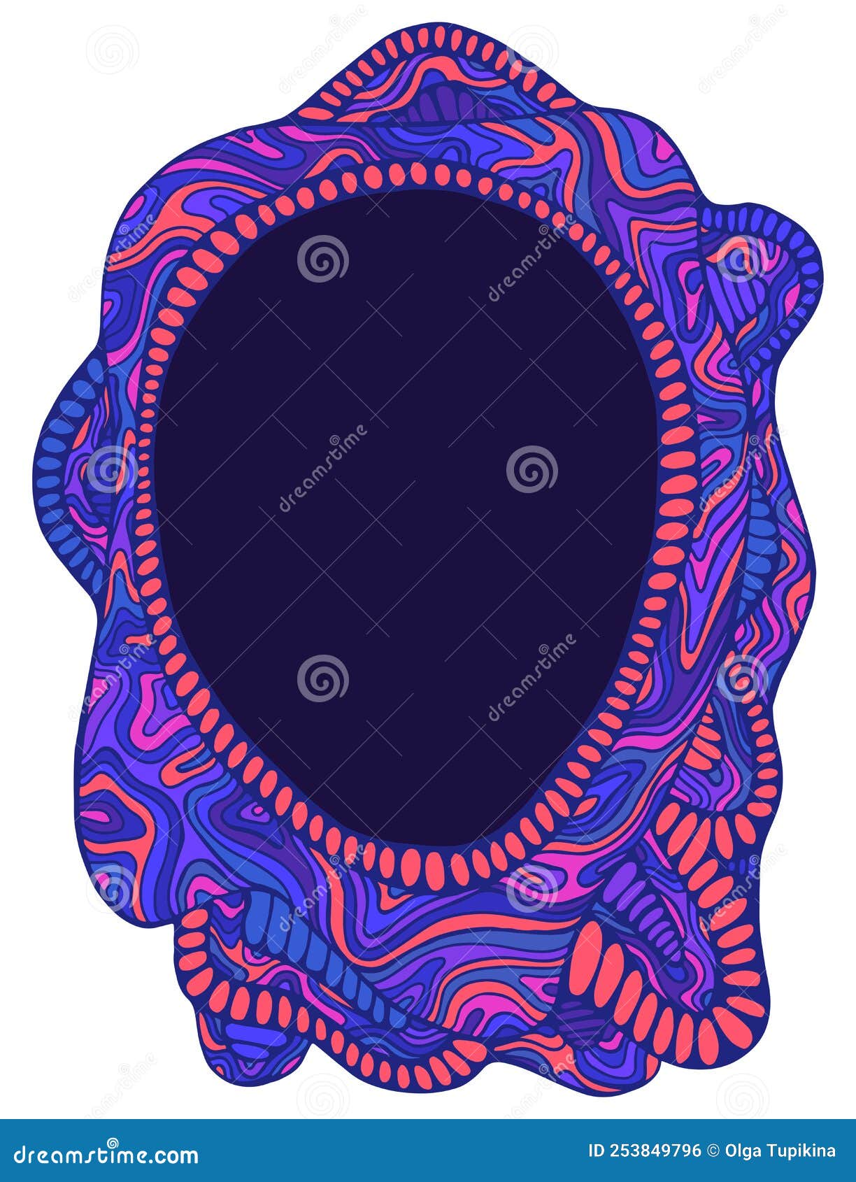 Funny Bizarre Doodle Bright Frame with Place for Text. Pattern Isolated ...