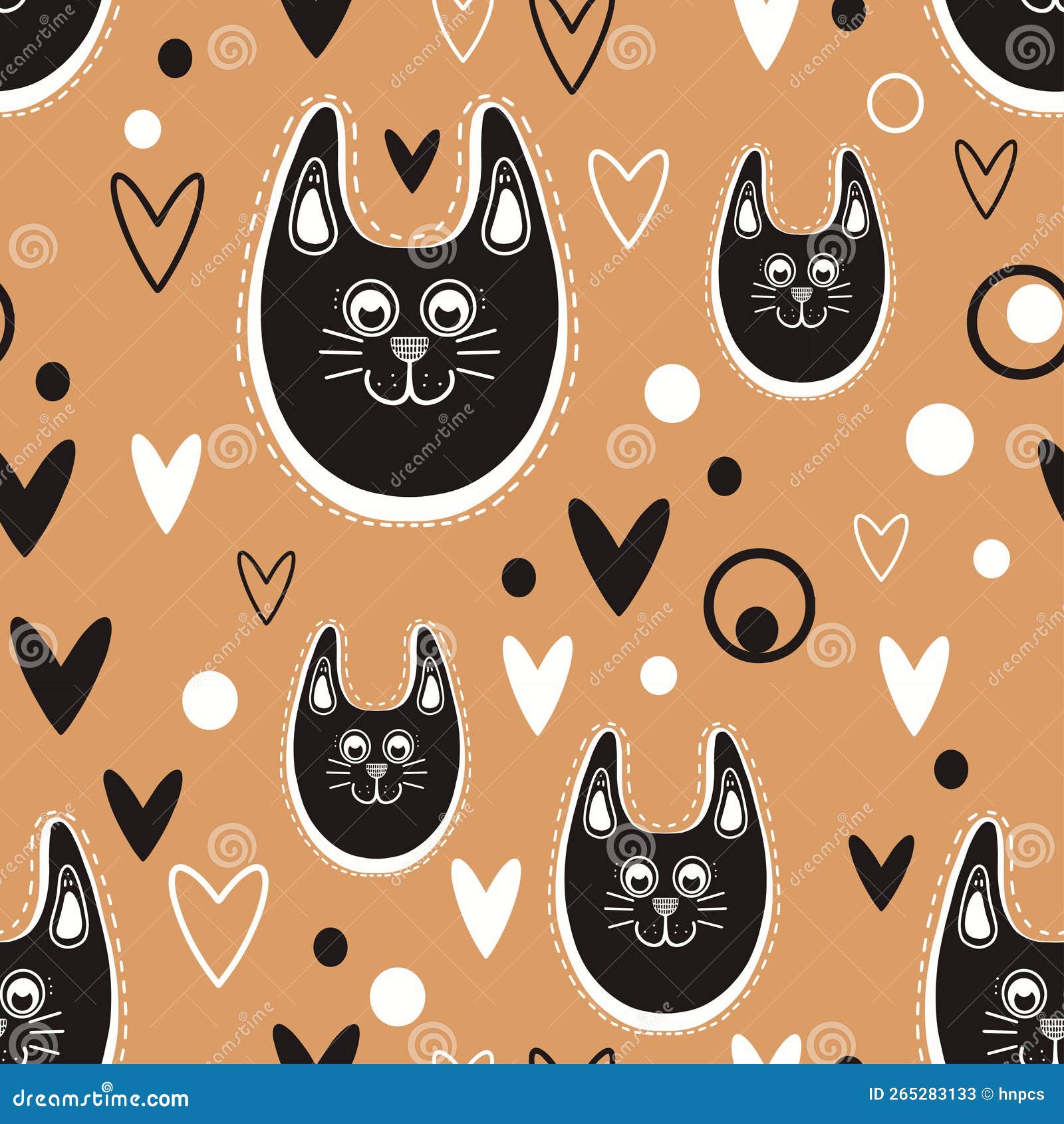 Funny Black Cats. Faces of Cats Pattern. Seamless Ornament for ...