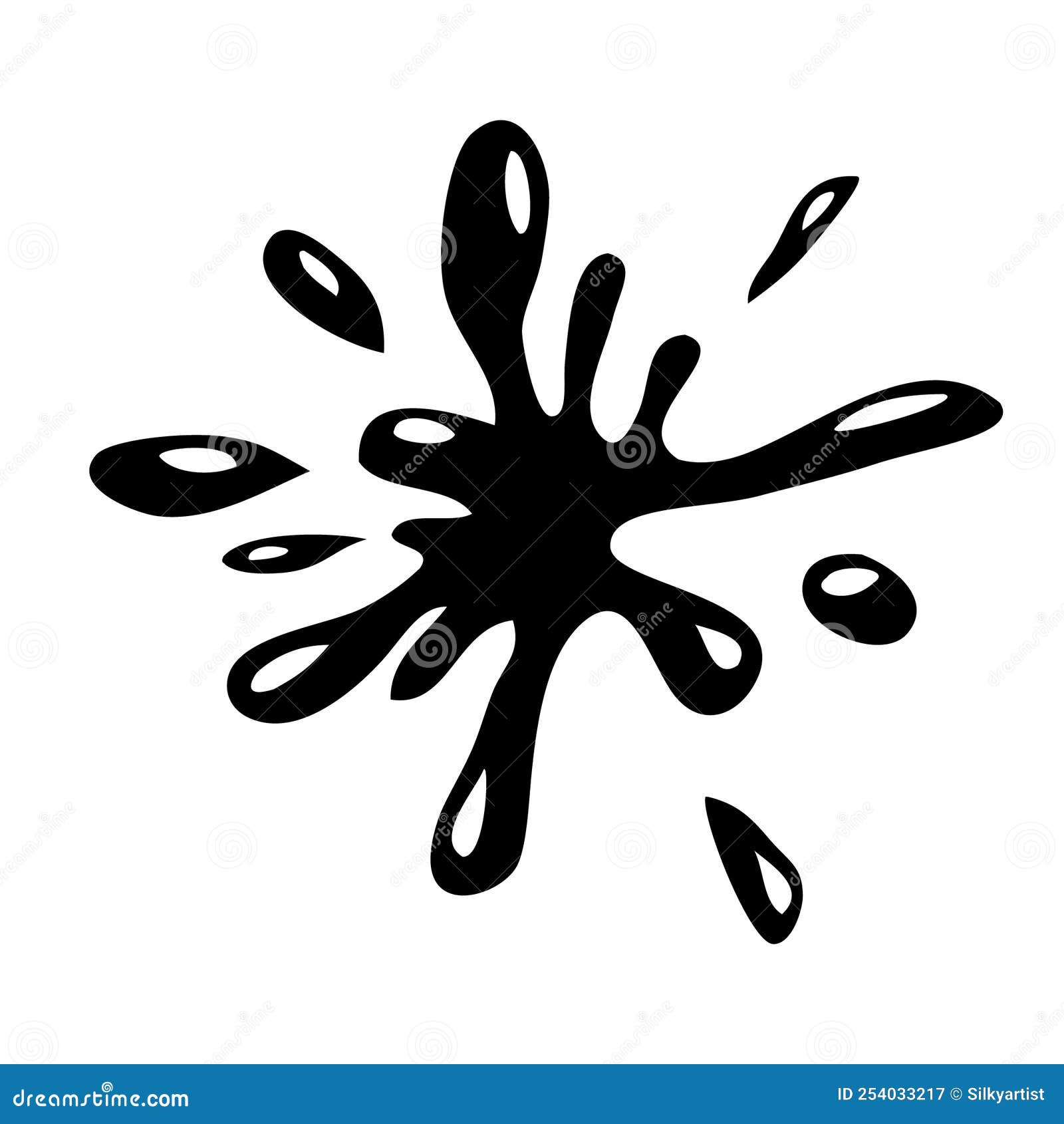 Funny Black Ink Blot, Vector Ink Splatter with Highlights - Symbol of ...