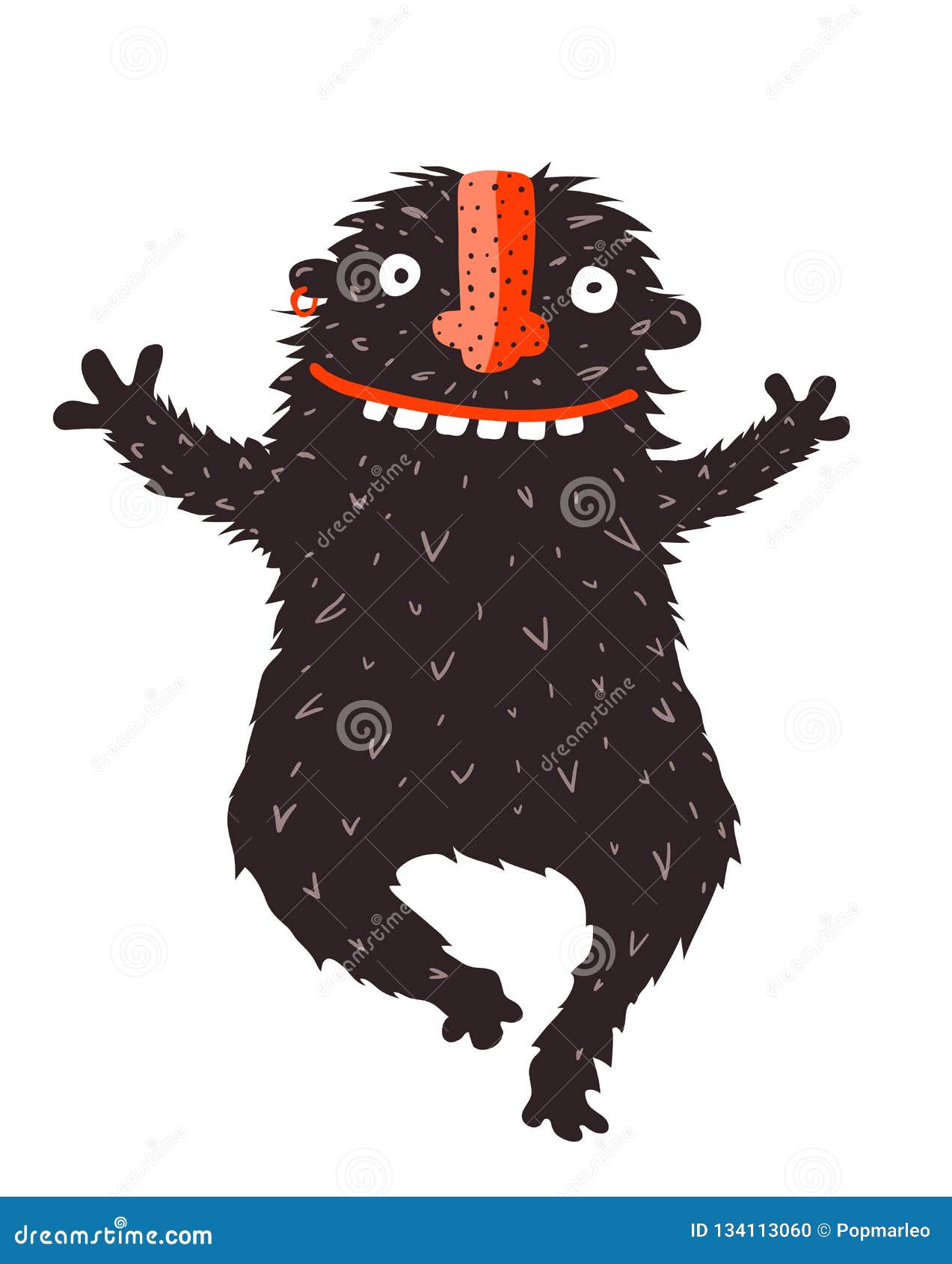 Funny Black Monster Run Hugging Stock Illustration - Illustration of ...