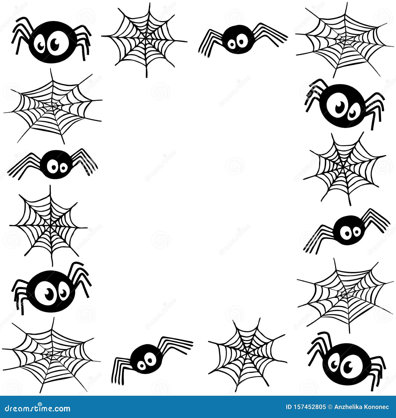 Black Spiders Silhouette On White Background. Cheerful Cheeky Spiders ...