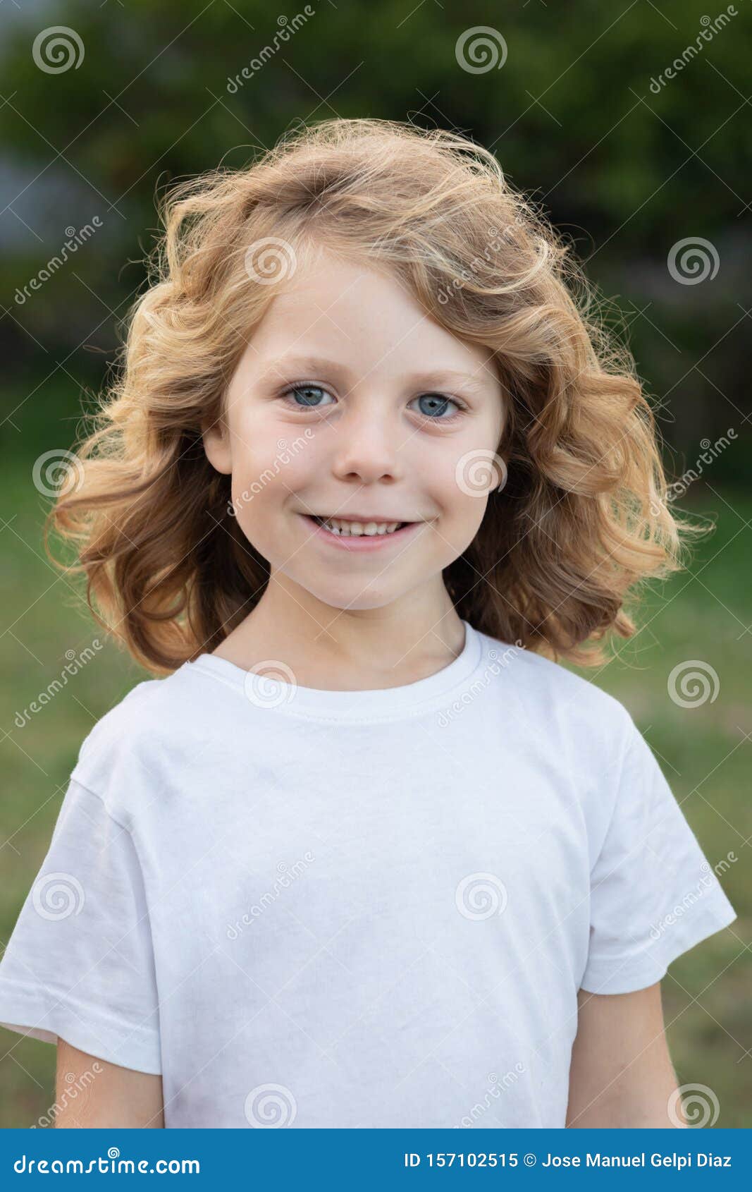 Funny Blond Kid with Long Hair Stock Image - Image of playful, activity ...