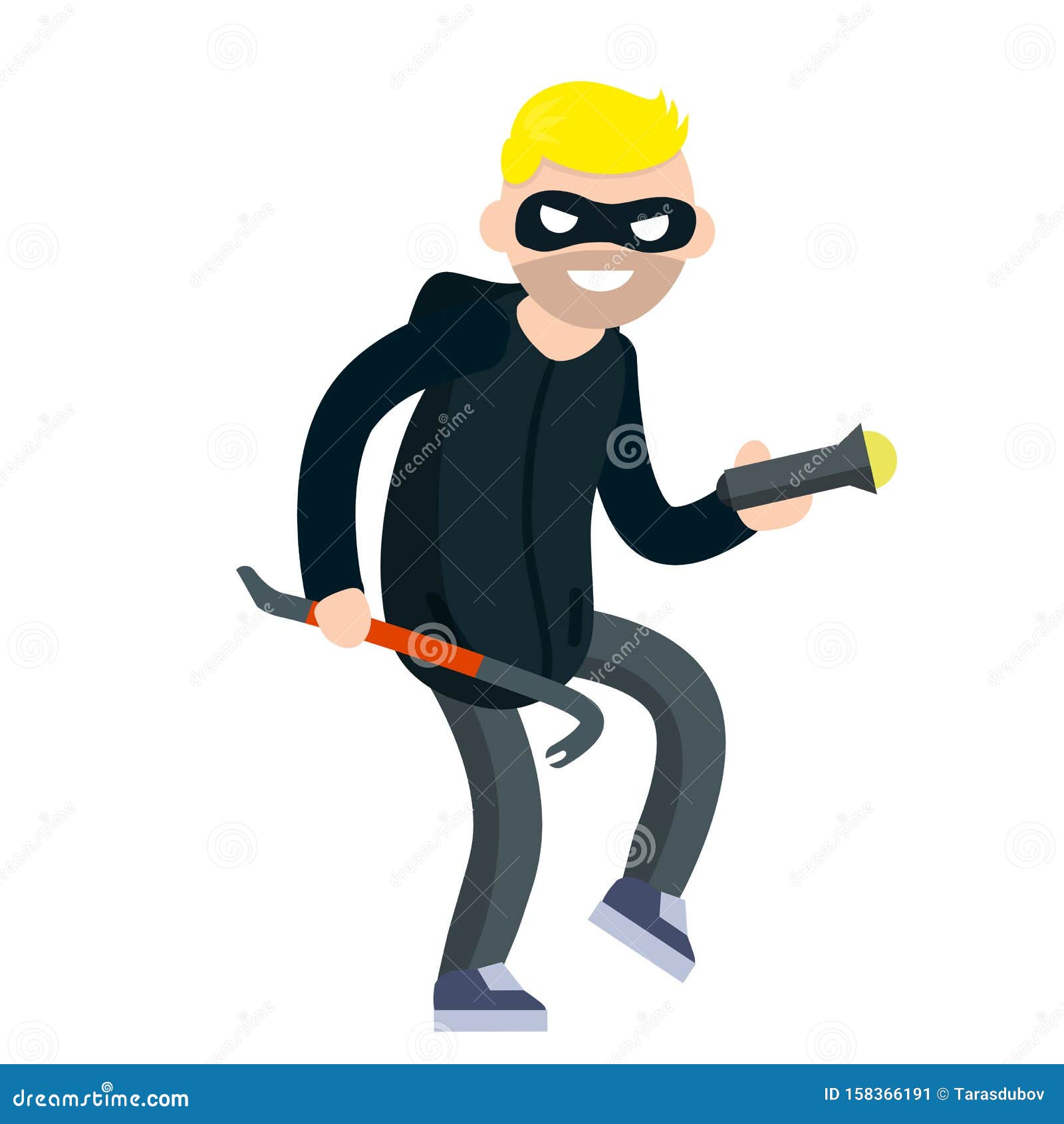 Funny Blond Male Thief with Crowbar Stock Vector - Illustration of ...