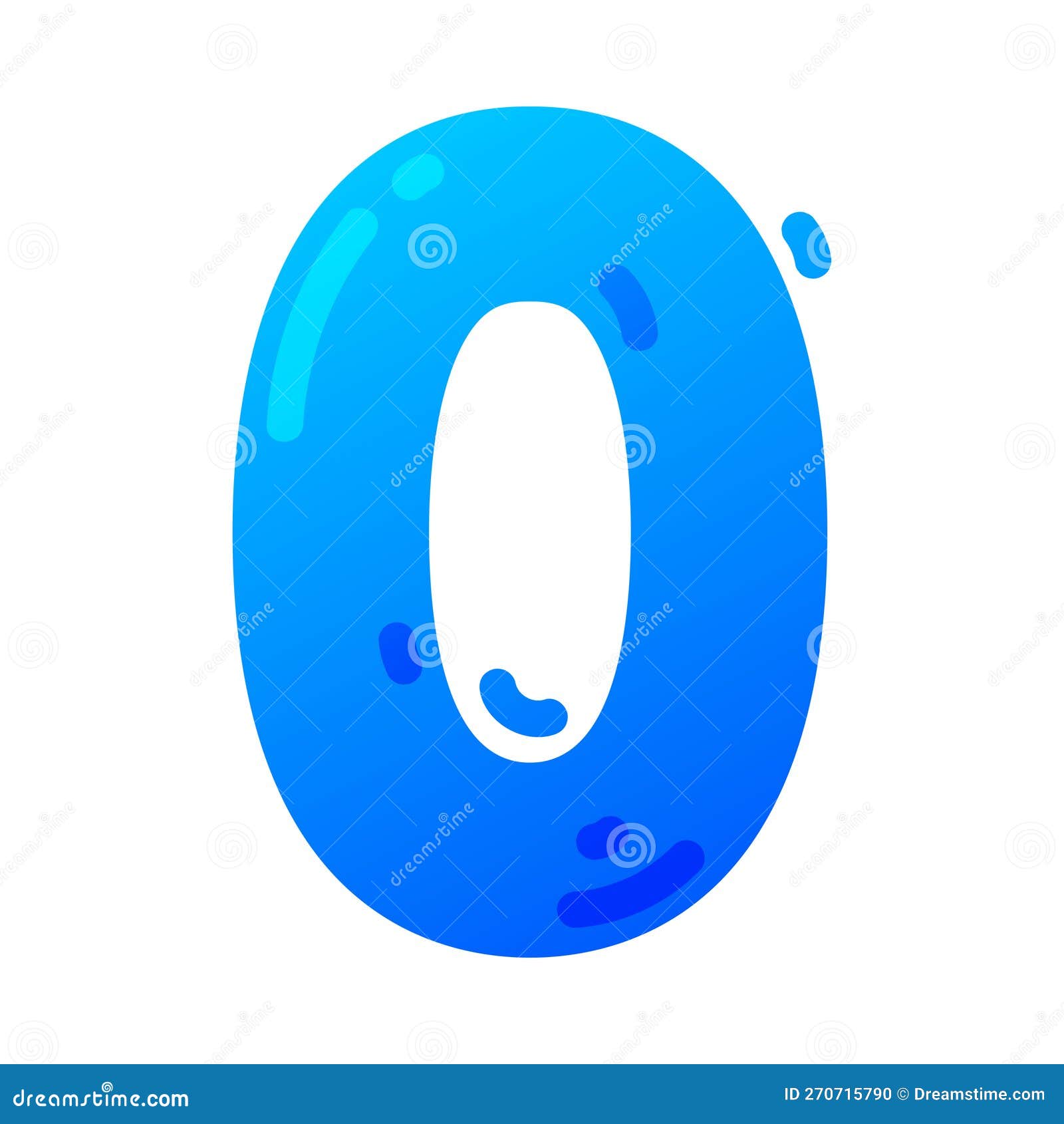 Funny Blue Balloon Number or Numeral Zero Vector Illustration Stock ...