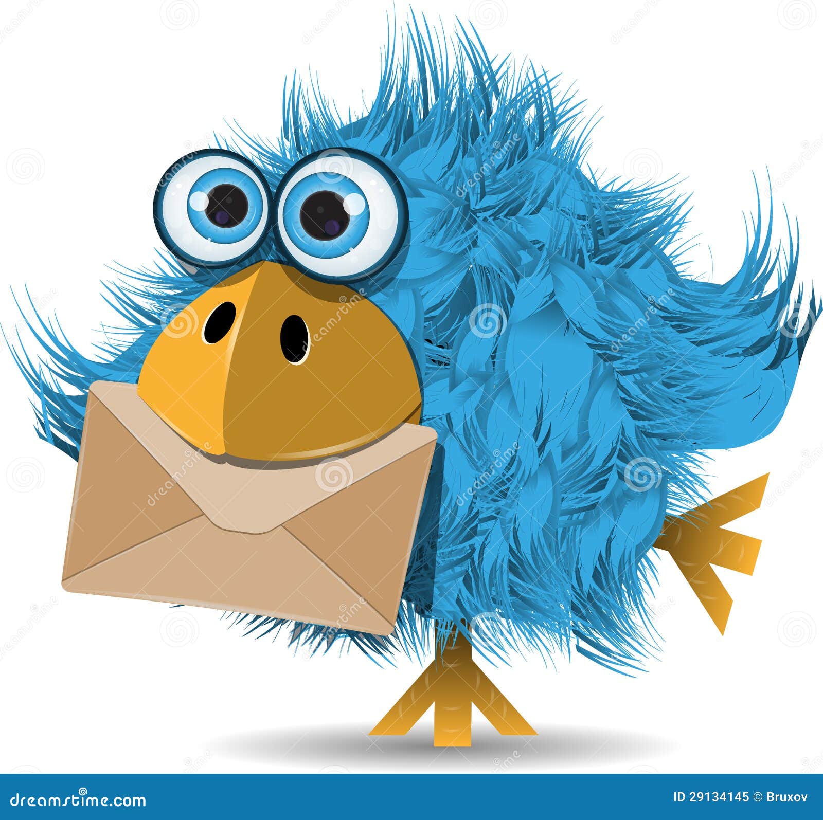 Funny Blue Bird with Envelope Stock Vector - Illustration of icon ...