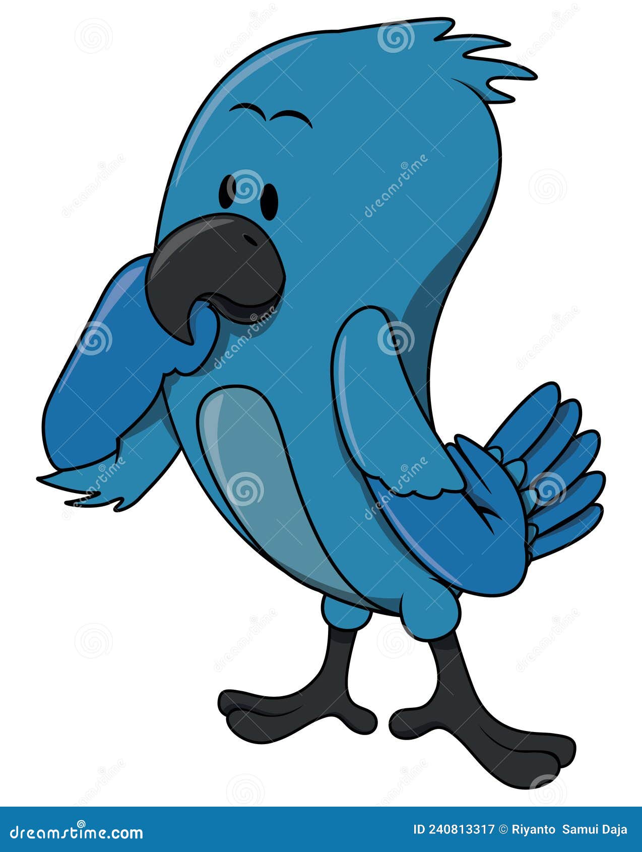 Funny Blue Bird Thinking Color Illustration Design Stock Vector ...