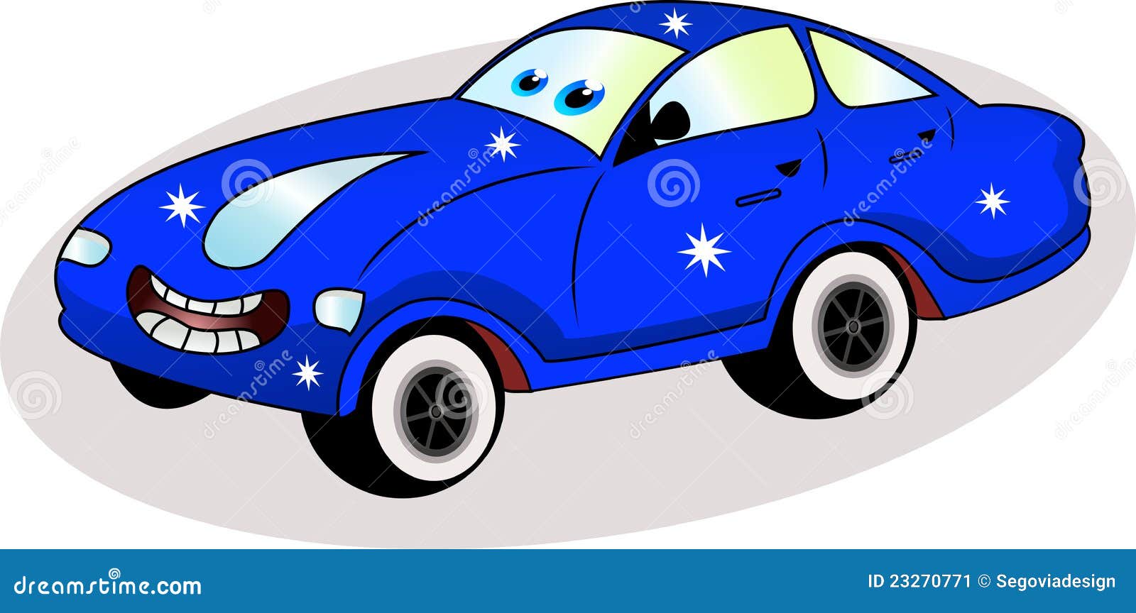 Funny blue car stock vector. Illustration of cartoon - 23270771