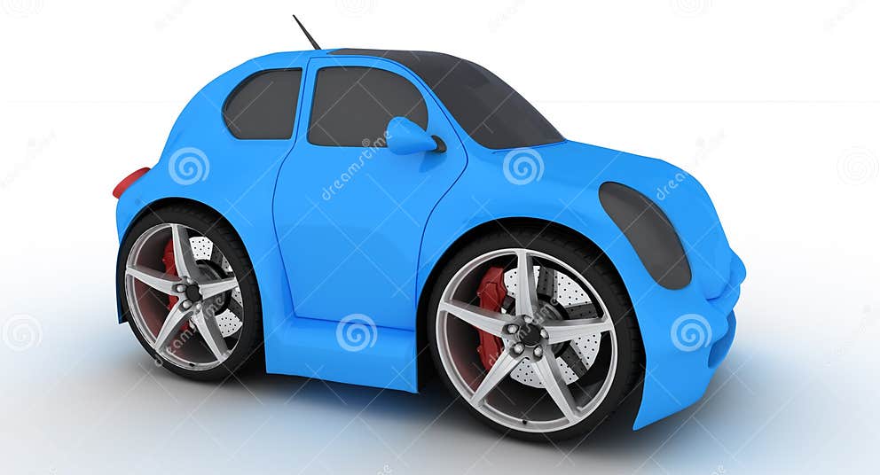 Funny Blue Car on White Background Stock Illustration - Illustration of ...