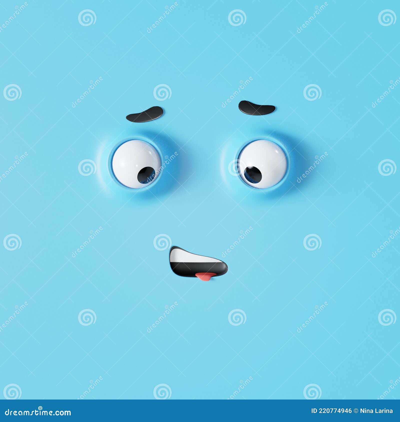 Funny Blue Cartoon Square Character. 3d Render Stock Illustration ...