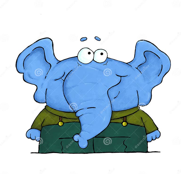 Funny blue Elephant stock illustration. Illustration of smiling - 7528082