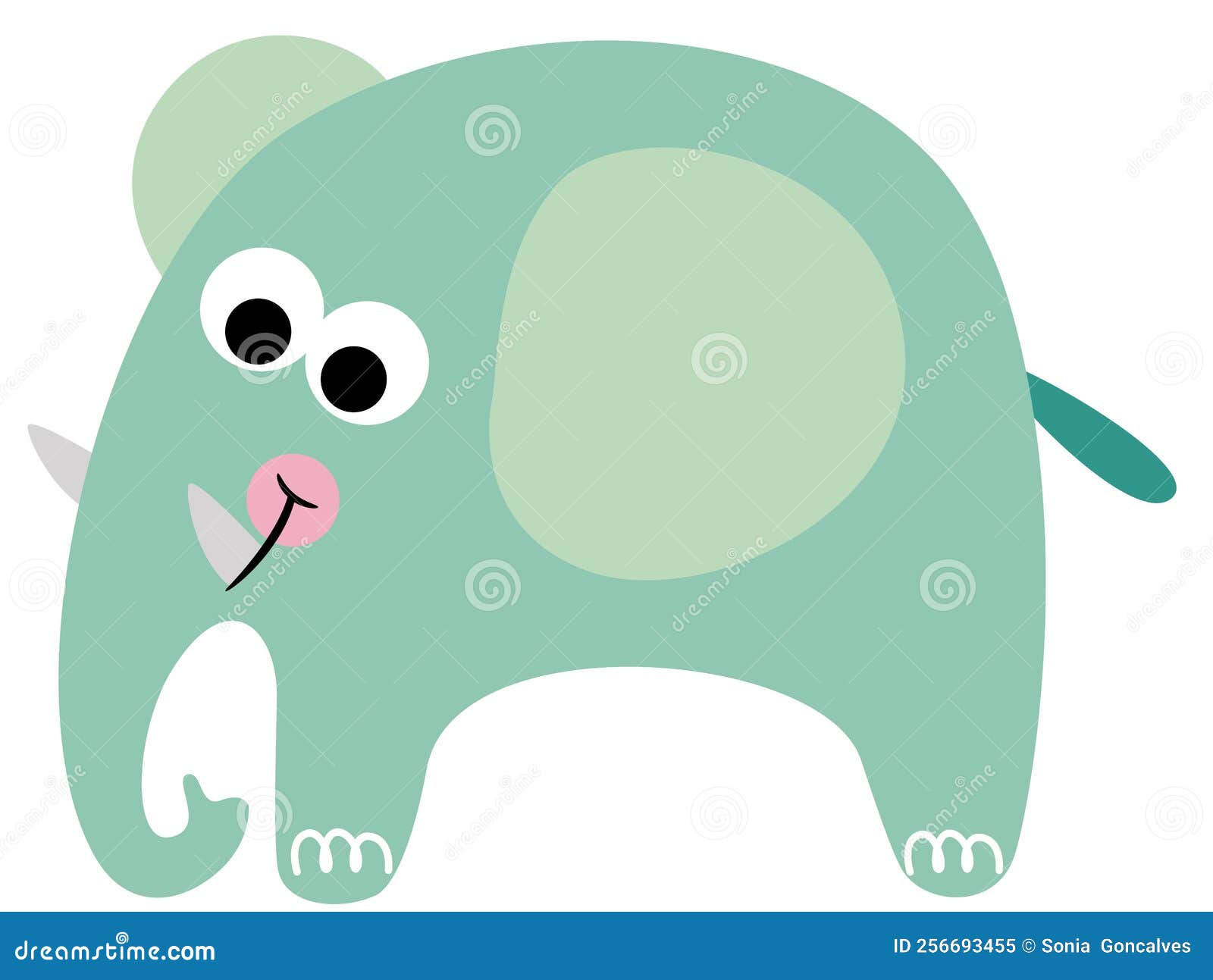 Funny Blue Elephant Isolated on White Stock Vector - Illustration of ...