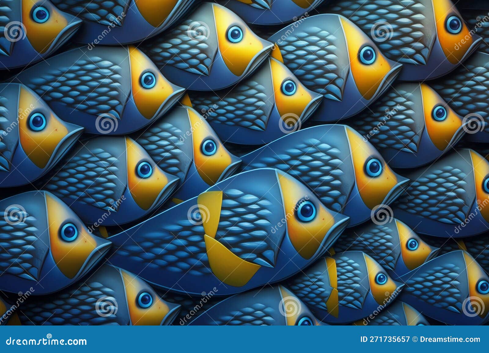 Funny Blue Fish Pattern Background Stock Illustration - Illustration of ...