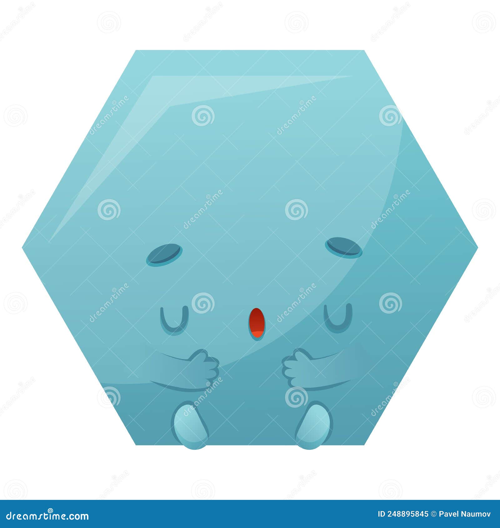 Funny Blue Polygon As Geometric Shape Character with Face Expression ...