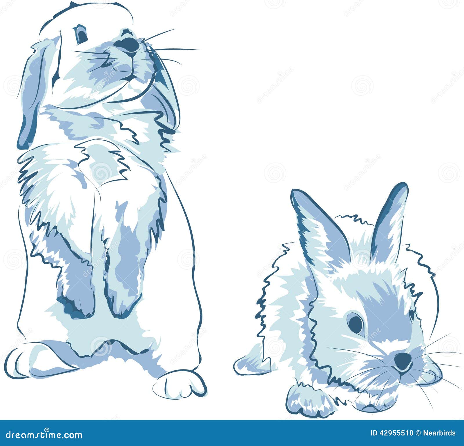 Funny blue rabbits stock vector. Illustration of winter - 42955510