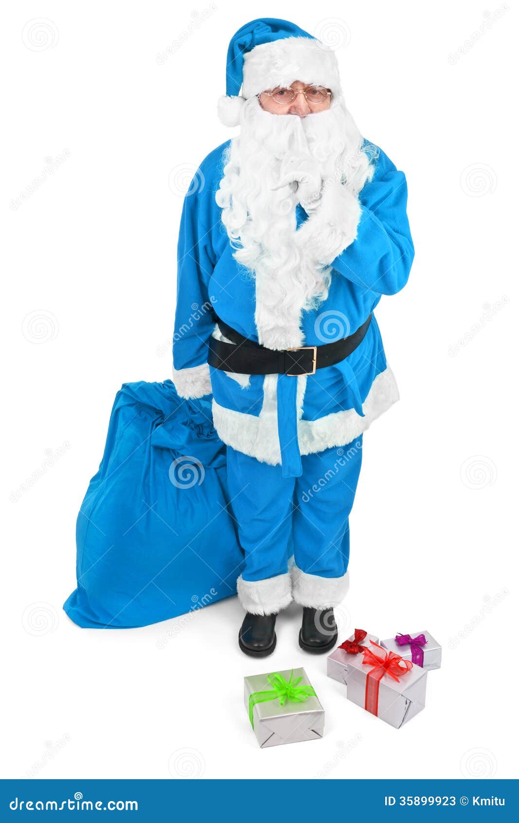 Funny Blue Santa Asks To Be Quiet Stock Image - Image of saint ...