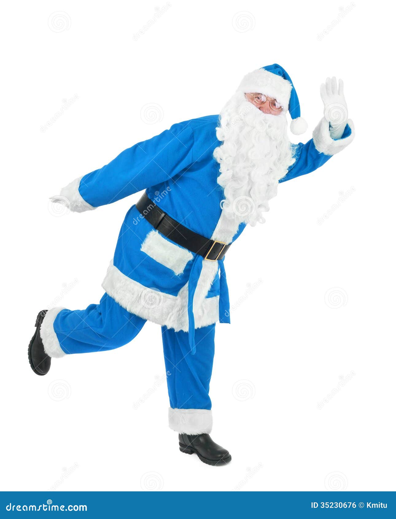 Funny Blue Santa Waves Hand Stock Photo - Image of background, claus ...