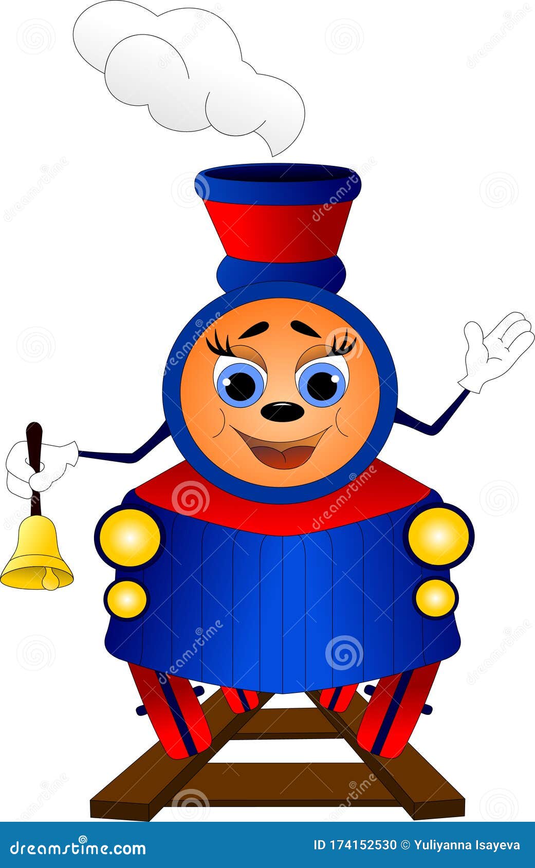 Blue Train With Two Carts Vector Illustration | CartoonDealer.com #81886414