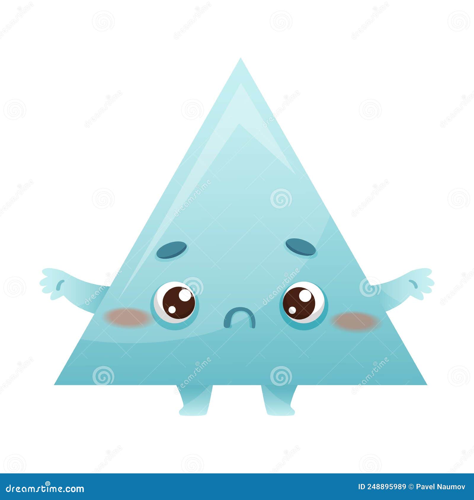 Funny Blue Triangle As Geometric Shape Character with Sad Face ...