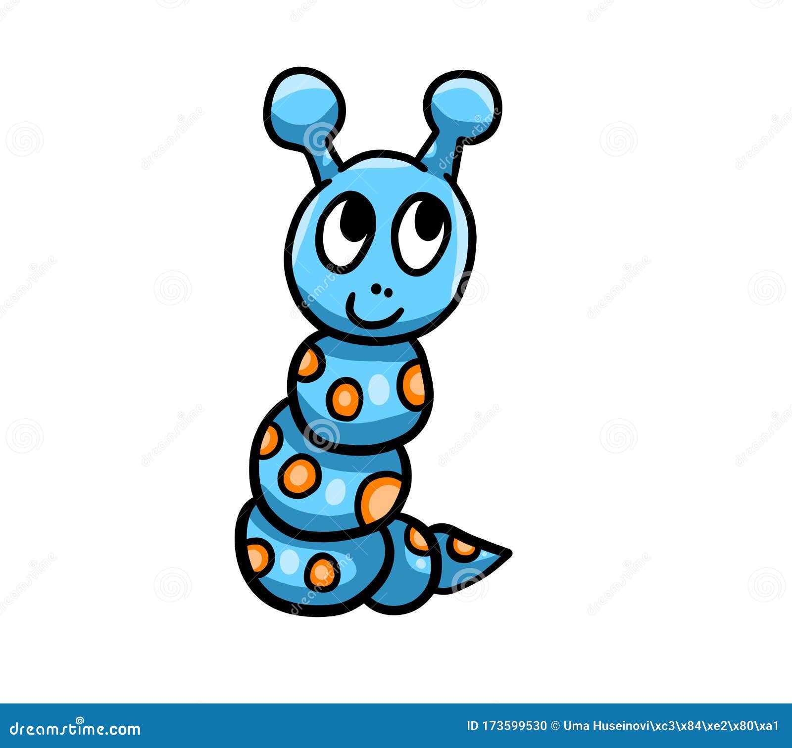 A Very Funny Blue Worm stock illustration. Illustration of cheerful ...