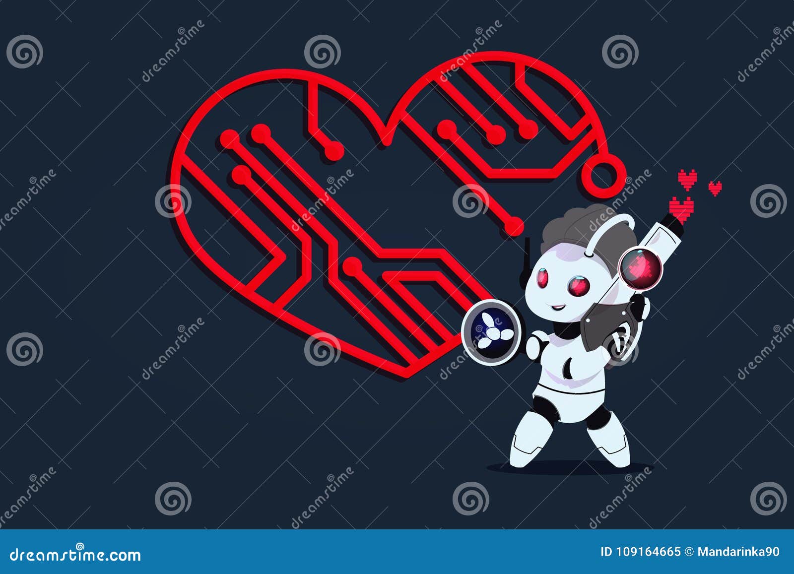 Funny Bot Cupid Postcard To The Day Of The Holy Valentine Stock Vector