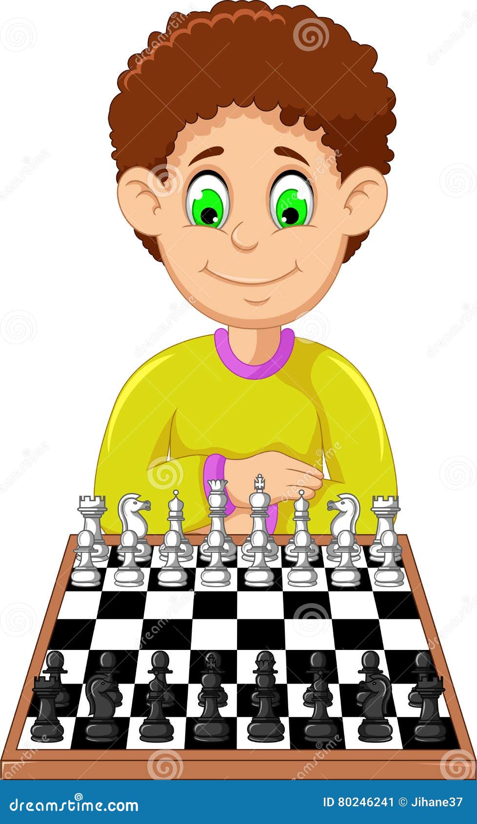 Funny Boy Cartoon Playing Chess Stock Illustration - Illustration of ...