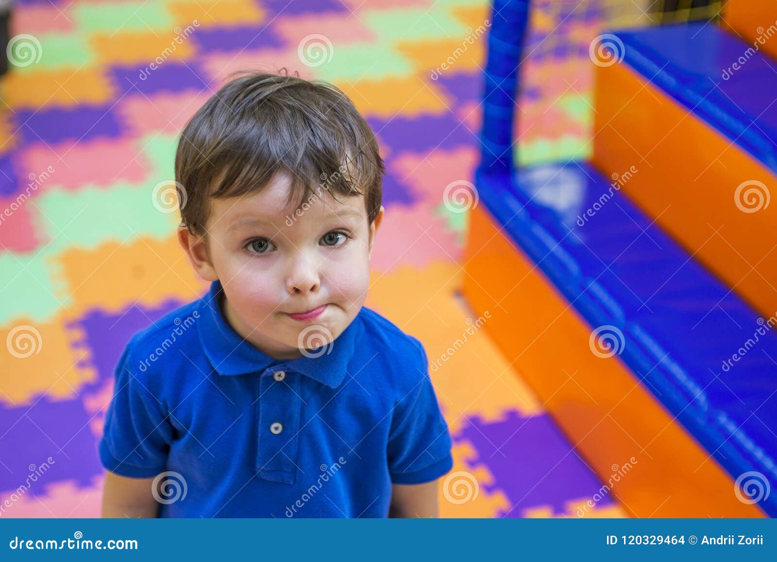 Funny Boy Grimacing. Child in Plays Room Stock Photo - Image of ...