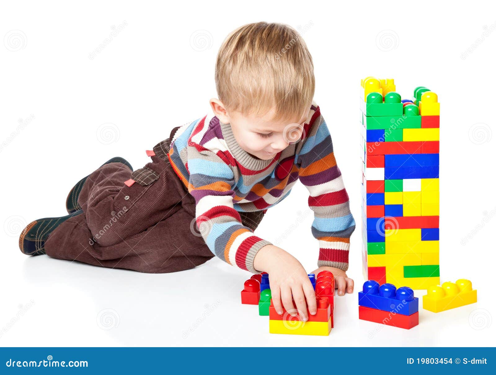 A Funny Boy is Playing with Lego Stock Photo - Image of plastic ...