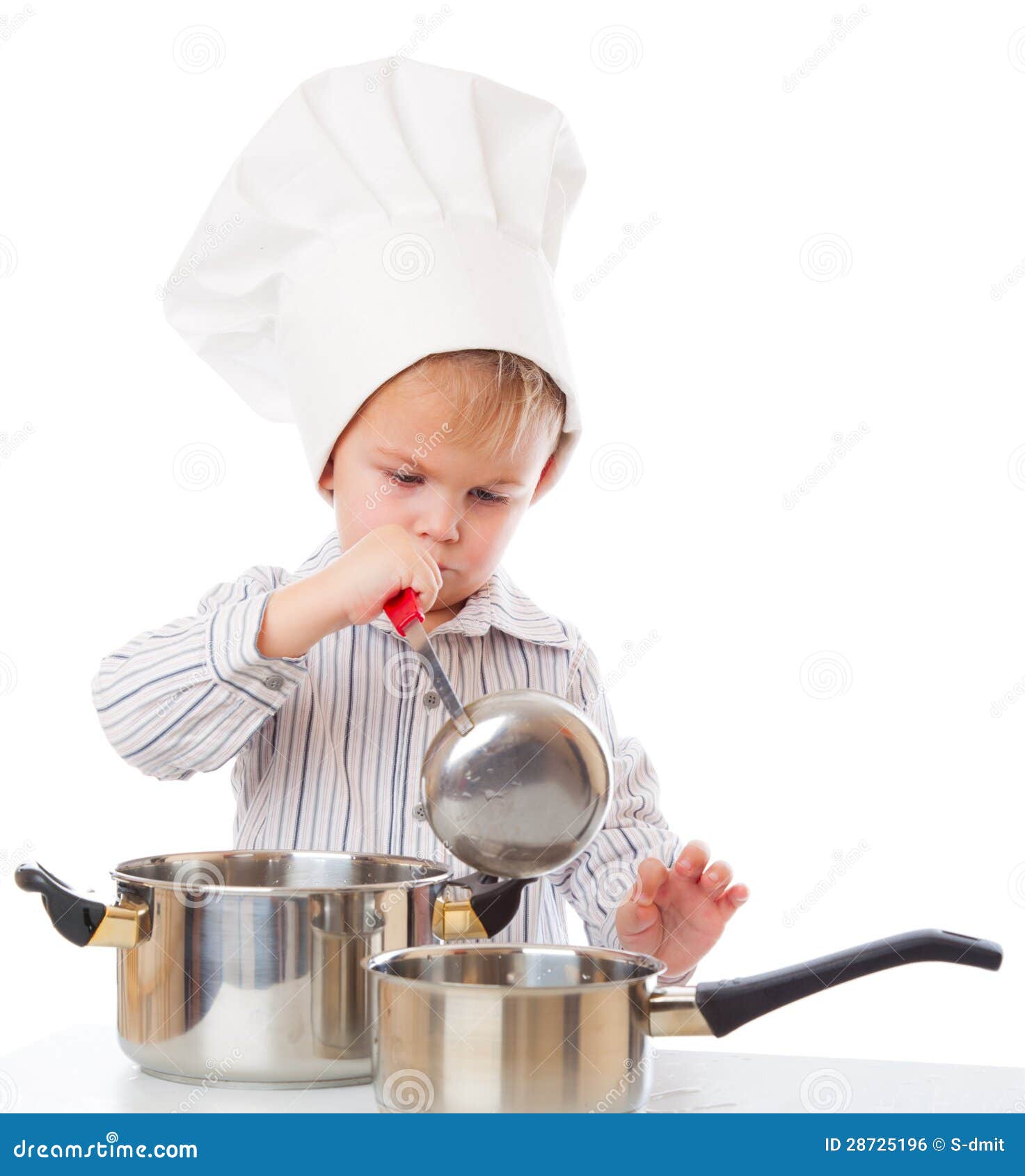 A Funny Boy is Portraying a Cook Stock Photo - Image of small ...