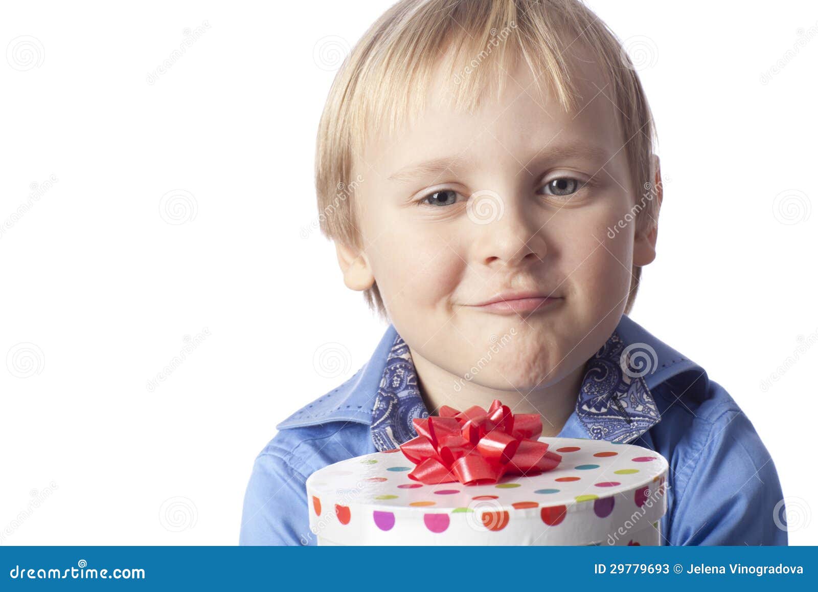 Funny boy with present stock image. Image of white, child - 29779693