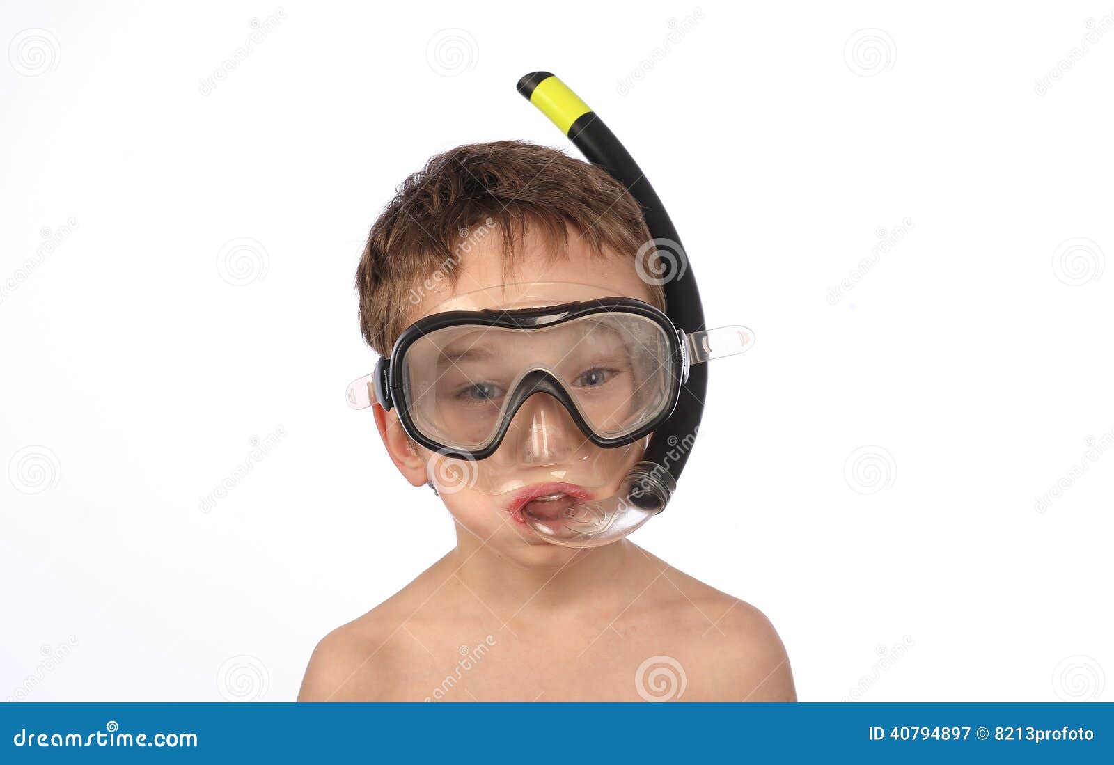 Goofy Scuba Diving Boy