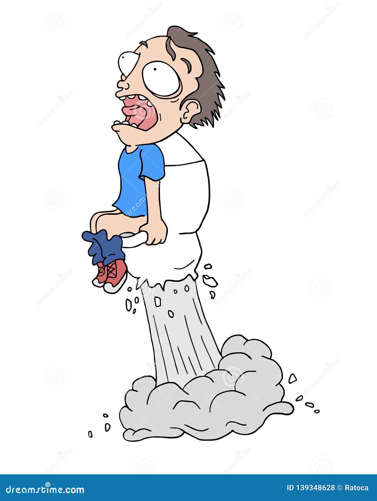 Funny Constipated Teddy Bear Sitting On The Potty Vector Cartoon ...