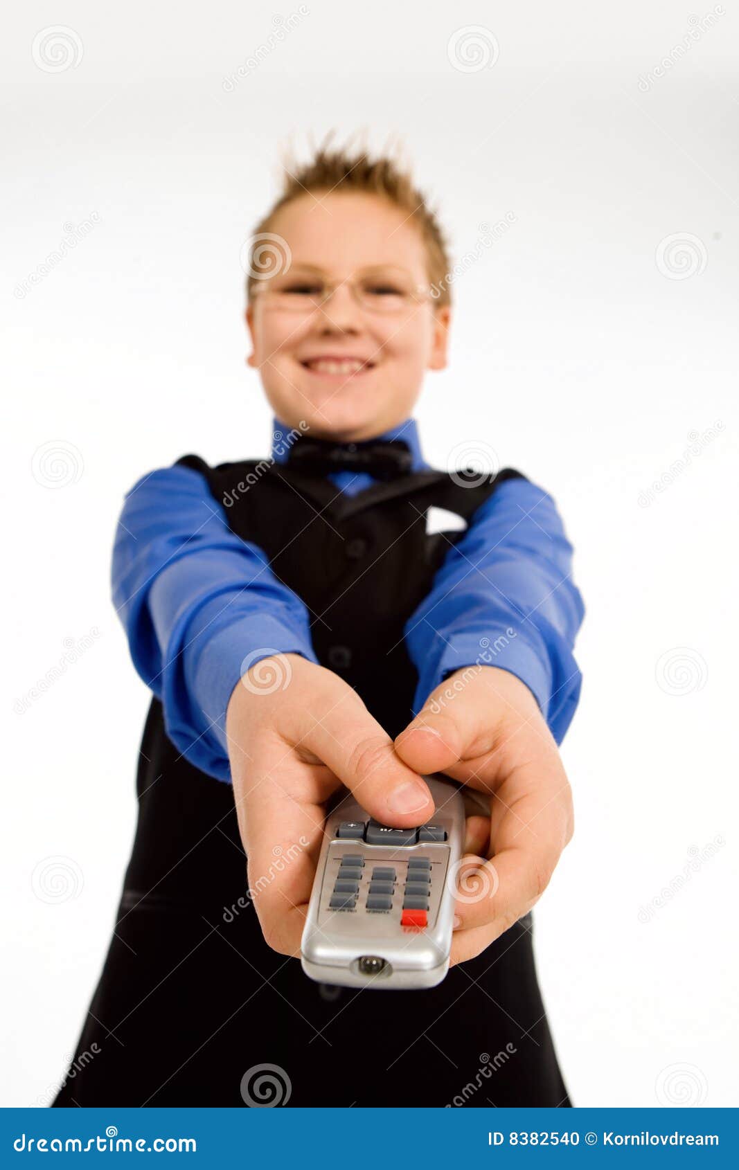 Funny Boy With Tv Remote Control Picture. Image: 8382540