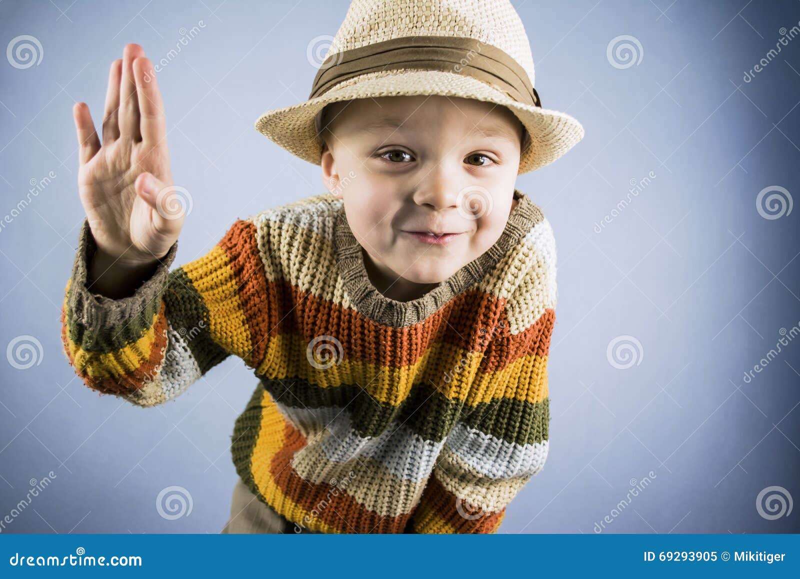 Funny boy waving hello stock image. Image of baby, waving - 69293905