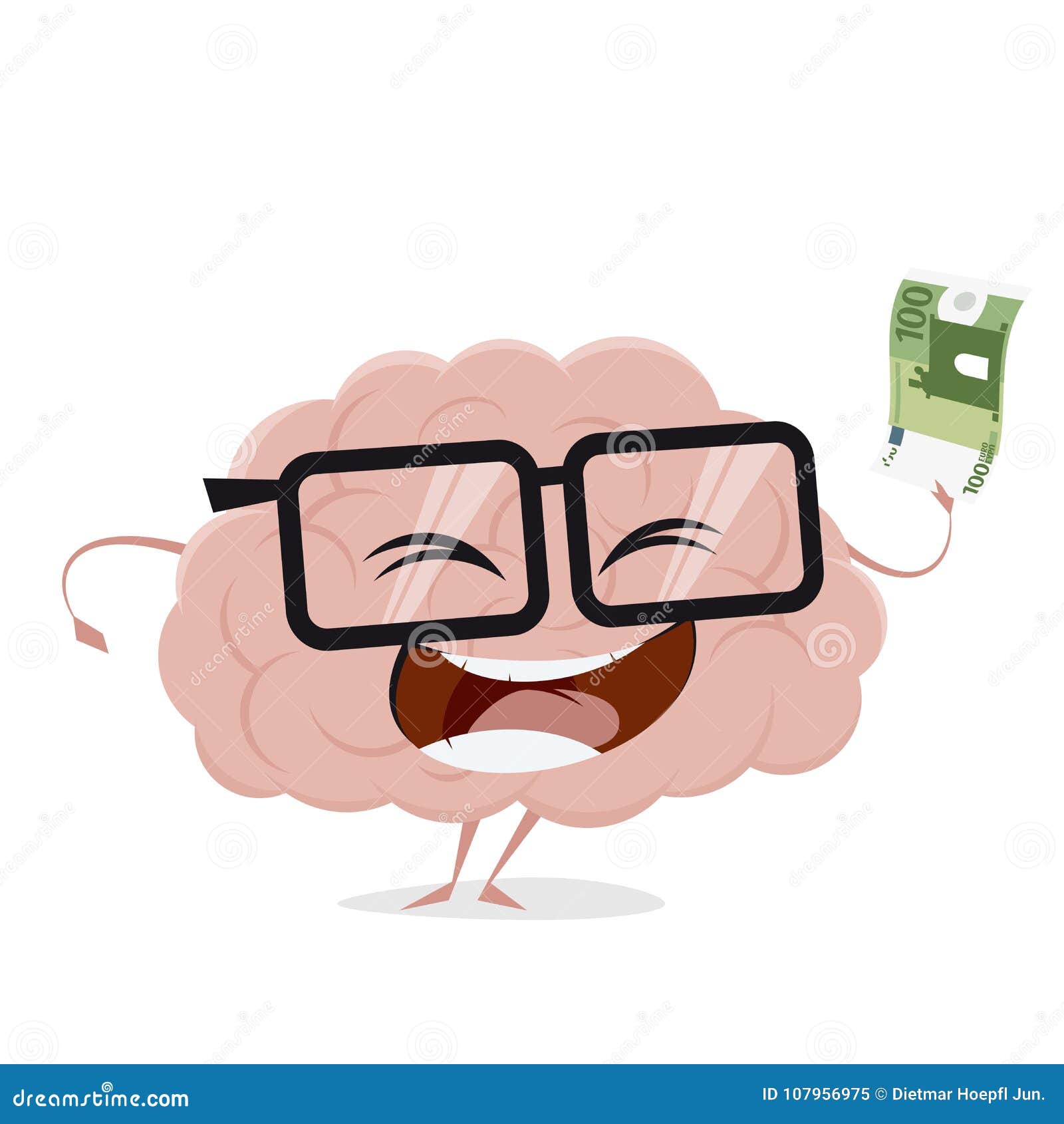 Funny brain with bank note stock vector. Illustration of clipart ...