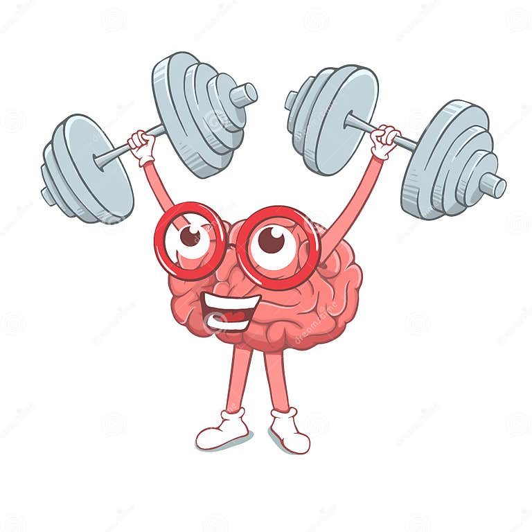 Funny Brain Training with Barbell Stock Vector - Illustration of ...